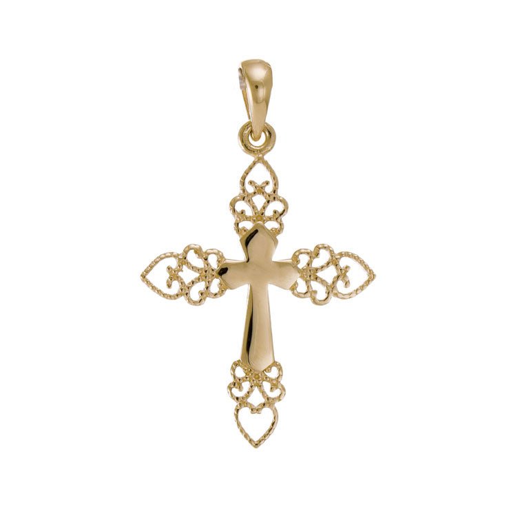 9ct Solid Gold Abstract Double Cross Design Pendant - 31mm PD60101-9Y