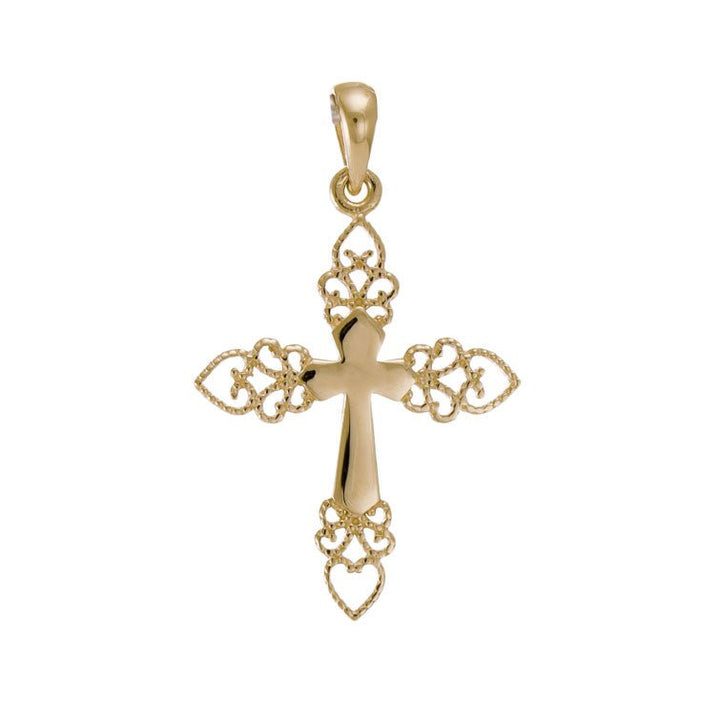 9ct Solid Gold Abstract Double Cross Design Pendant - 31mm PD60101-9Y